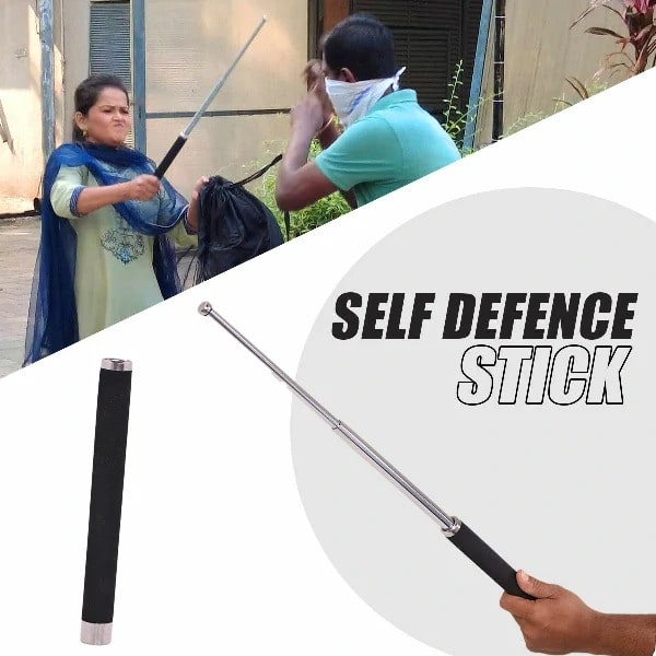 Buymorebd-2 in 1 Metal Extendable Self-Defense Stick+ Stun Gun Voltage ...